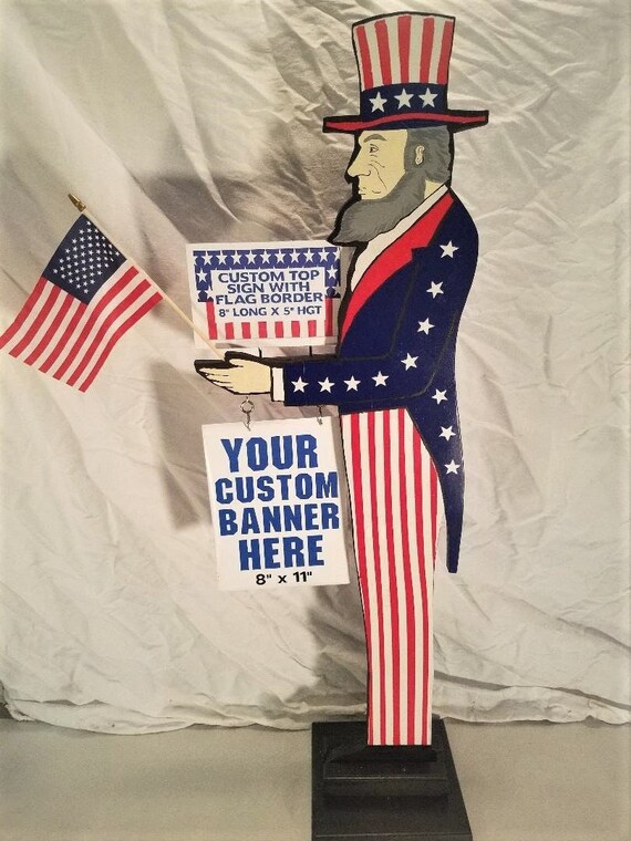 Patriotic Uncle Sam Flag Holder / Custom Signs Vintage Yard | Etsy