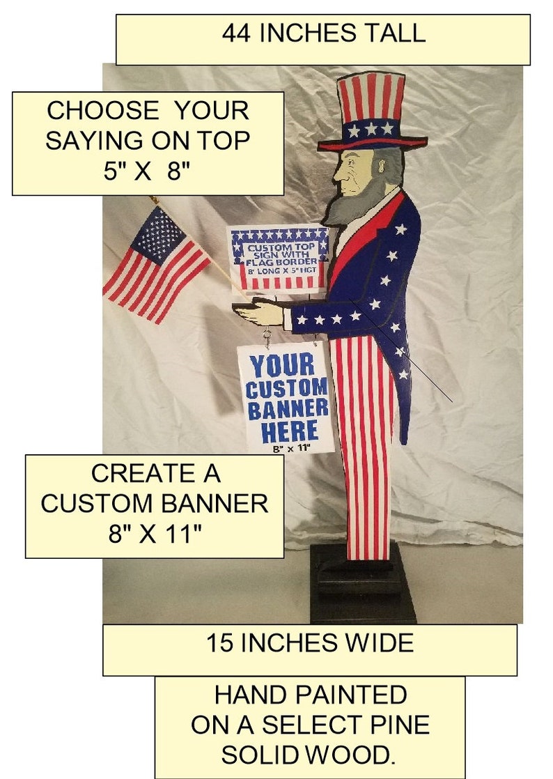 Patriotic Uncle Sam Flag Holder / Custom Signs Vintage Yard - Etsy