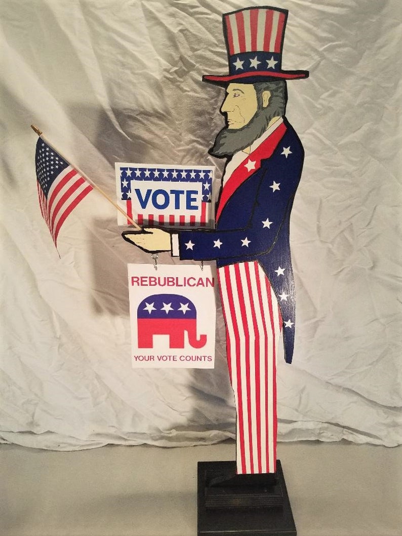 Patriotic Uncle Sam Flag Holder / Custom Signs Vintage Yard | Etsy