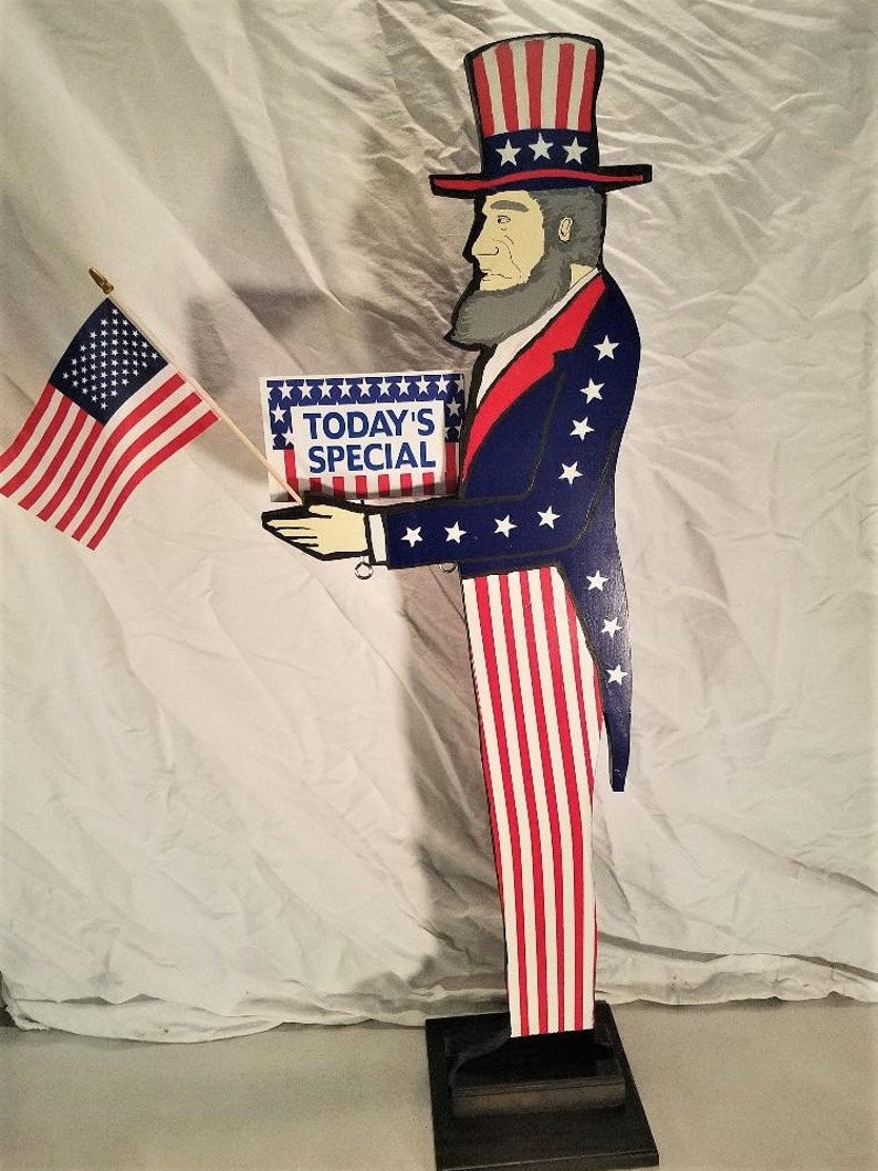 Patriotic Uncle Sam Flag Holder / Custom Signs Vintage Yard | Etsy