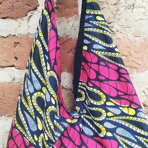 Origami Bag African Print Triangle Bag Slouch Bag Bento Bag Tote Bag ...