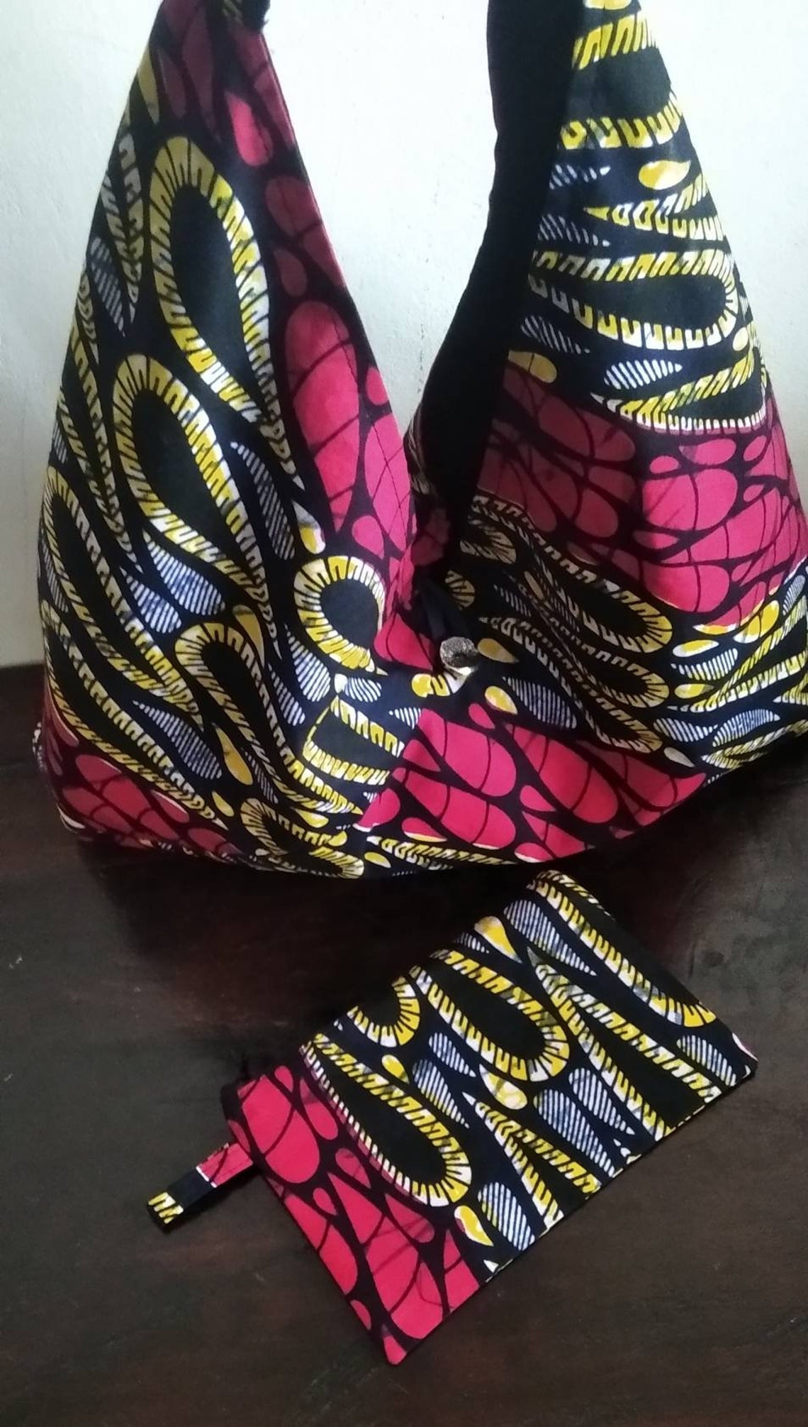 Origami Bag African Print Triangle Bag Slouch Bag Bento Bag Tote Bag ...