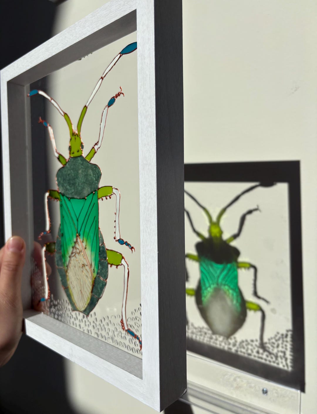 Stained Glass Beetle Suncatcher: Botanical Window Decor, Bug Art - Etsy