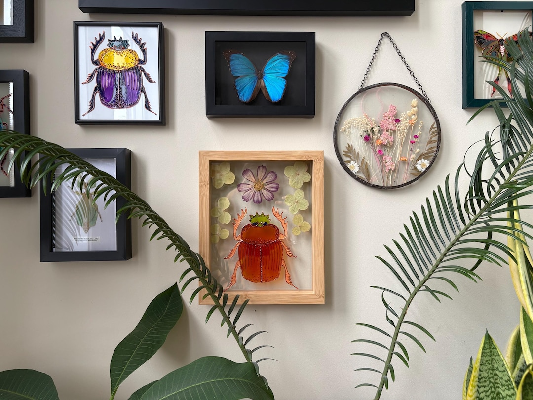 Stained Glass Bug, Pressed Flowers, Glass Painting, Wall Decor, Window ...