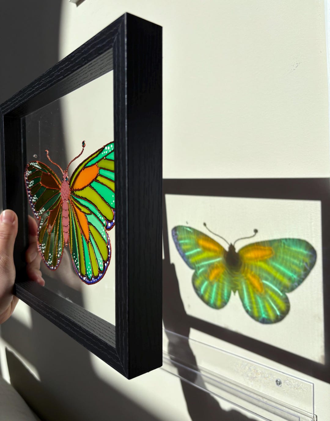 Stained Glass Suncatcher Bug Butterfly Art Painting on Glass Art ...