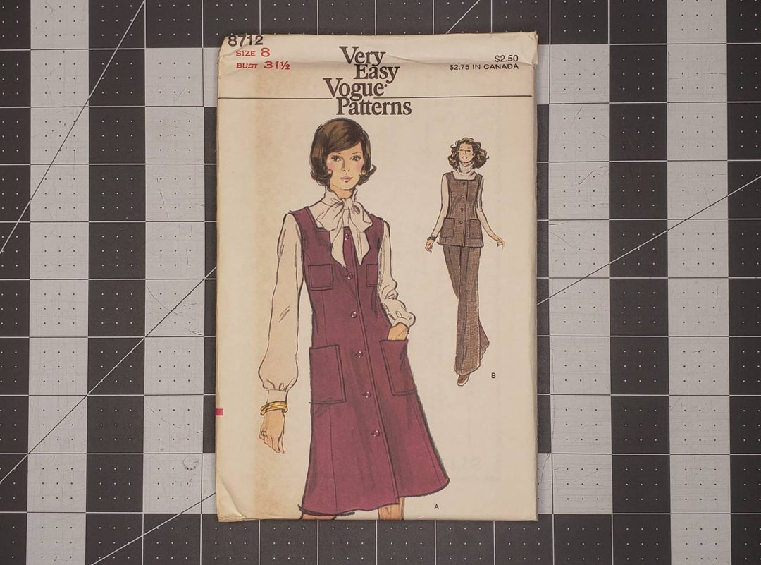 Retro Vogue Sewing Pattern 8712, Misses' Size 8 - Etsy