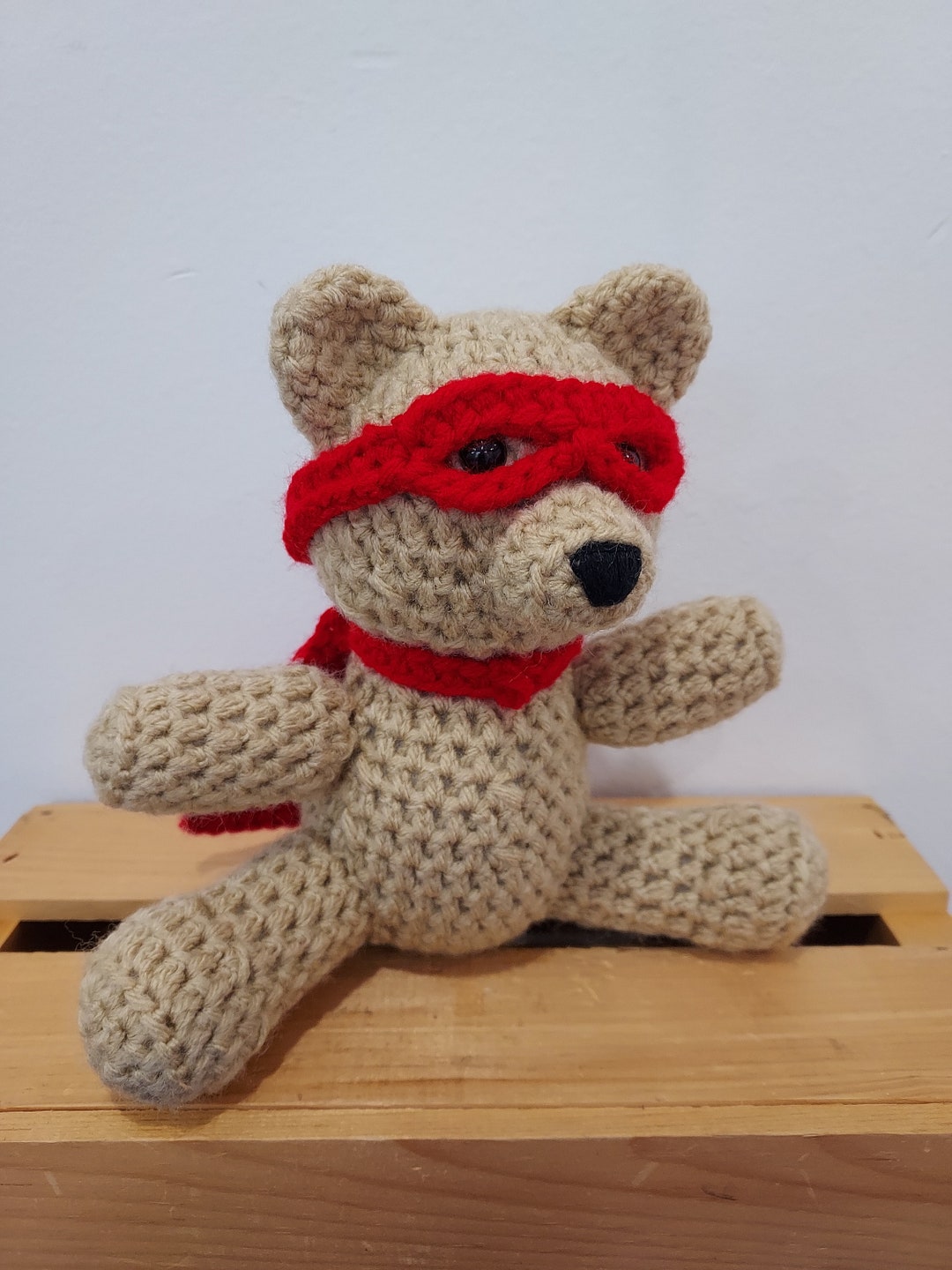 Superhero Teddy Bear Red Cape Mask Crochet Costume Toy - Etsy