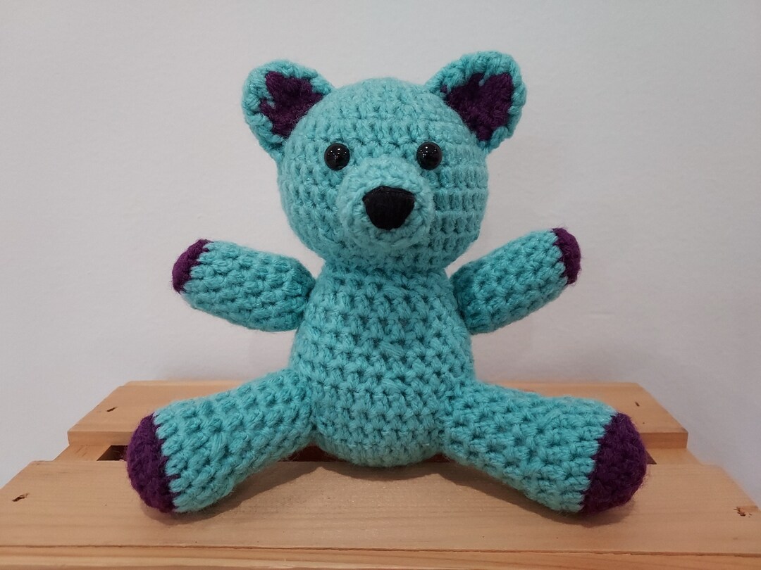 Turquoise Plum Crocheted Teddy Bear - Etsy