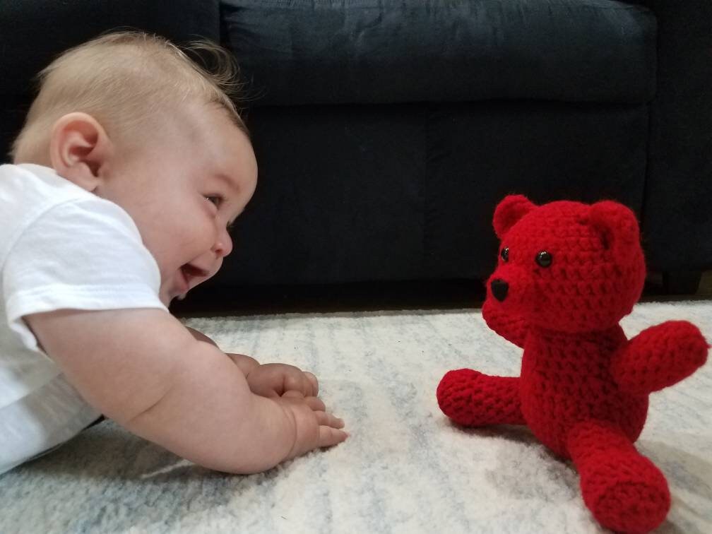 Scarlet Red Crocheted Teddy Bear - Etsy