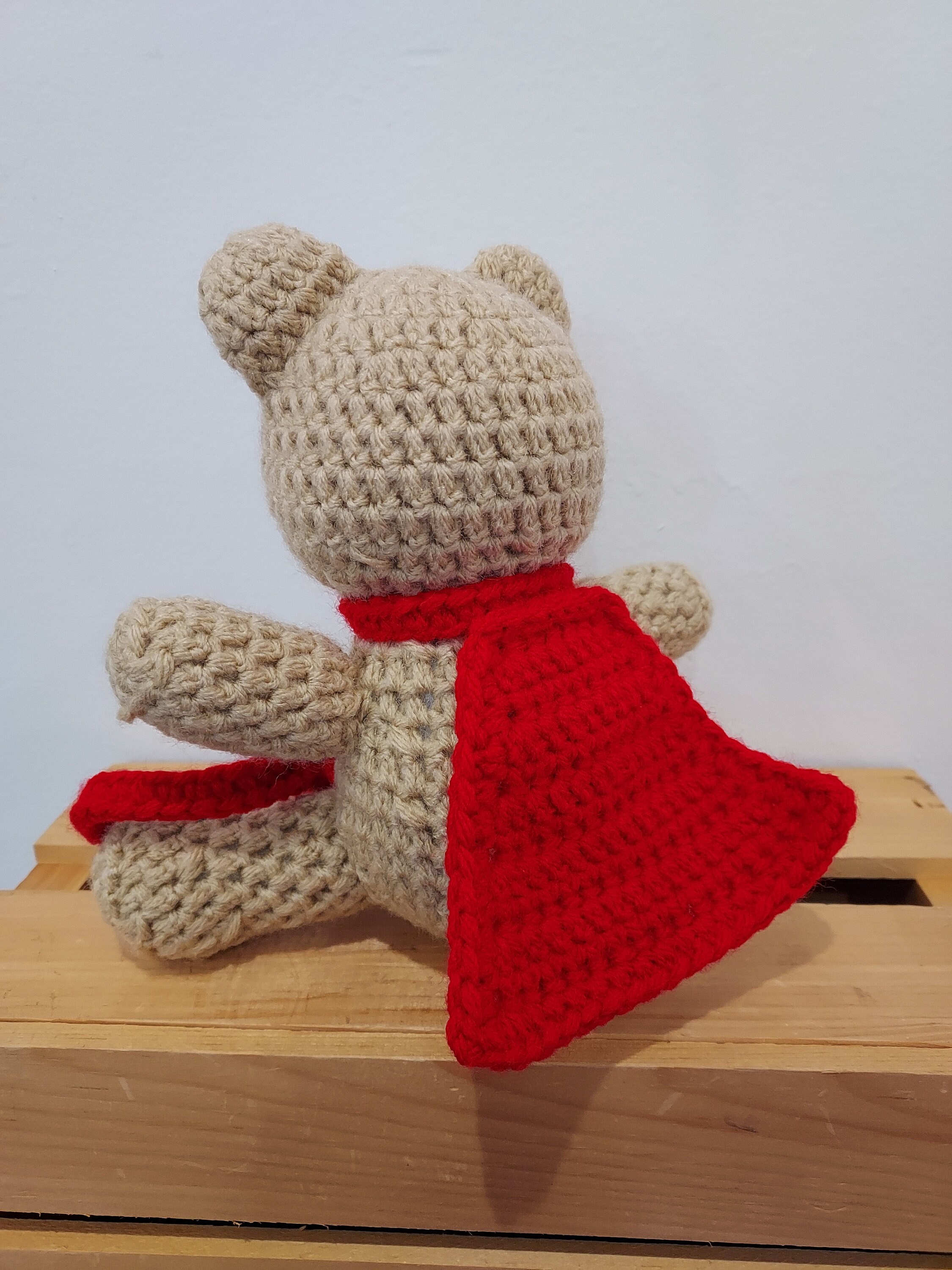 Superhero Teddy Bear Red Cape Mask Crochet Costume Toy - Etsy