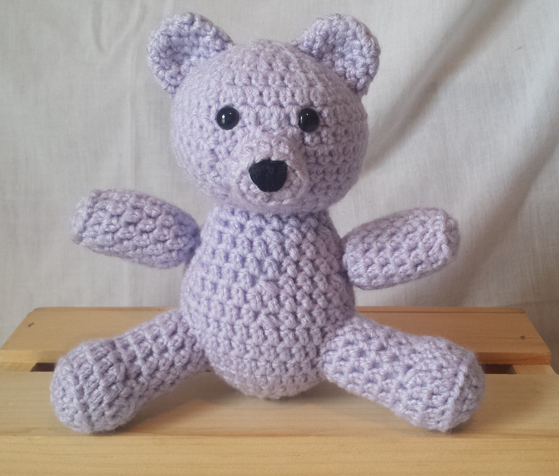 Lilac Purple Crocheted Teddy Bear | Etsy