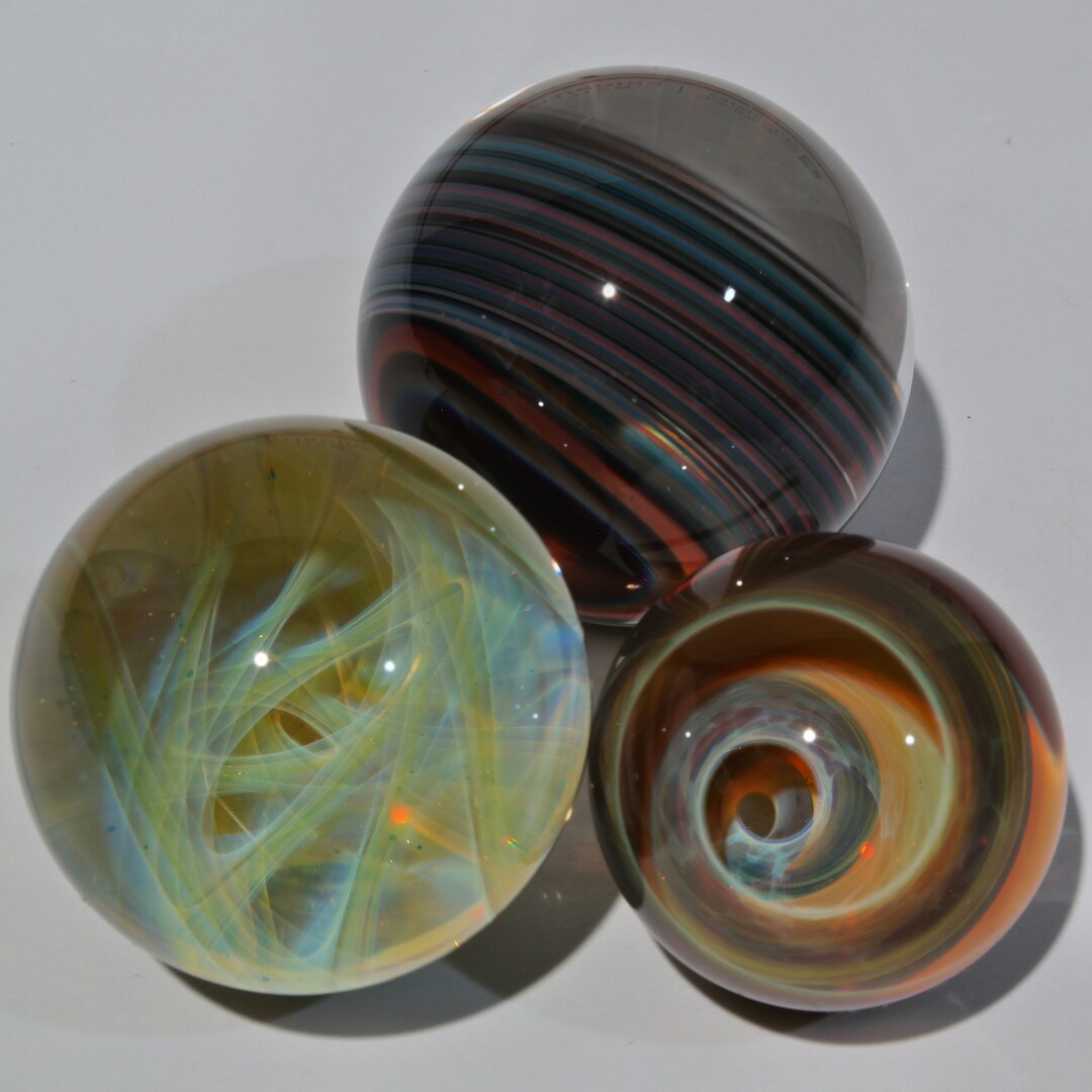 30-38 MM Hand Made Glass Marbles Vortex Chaos Lamp Work Artmagnifying ...