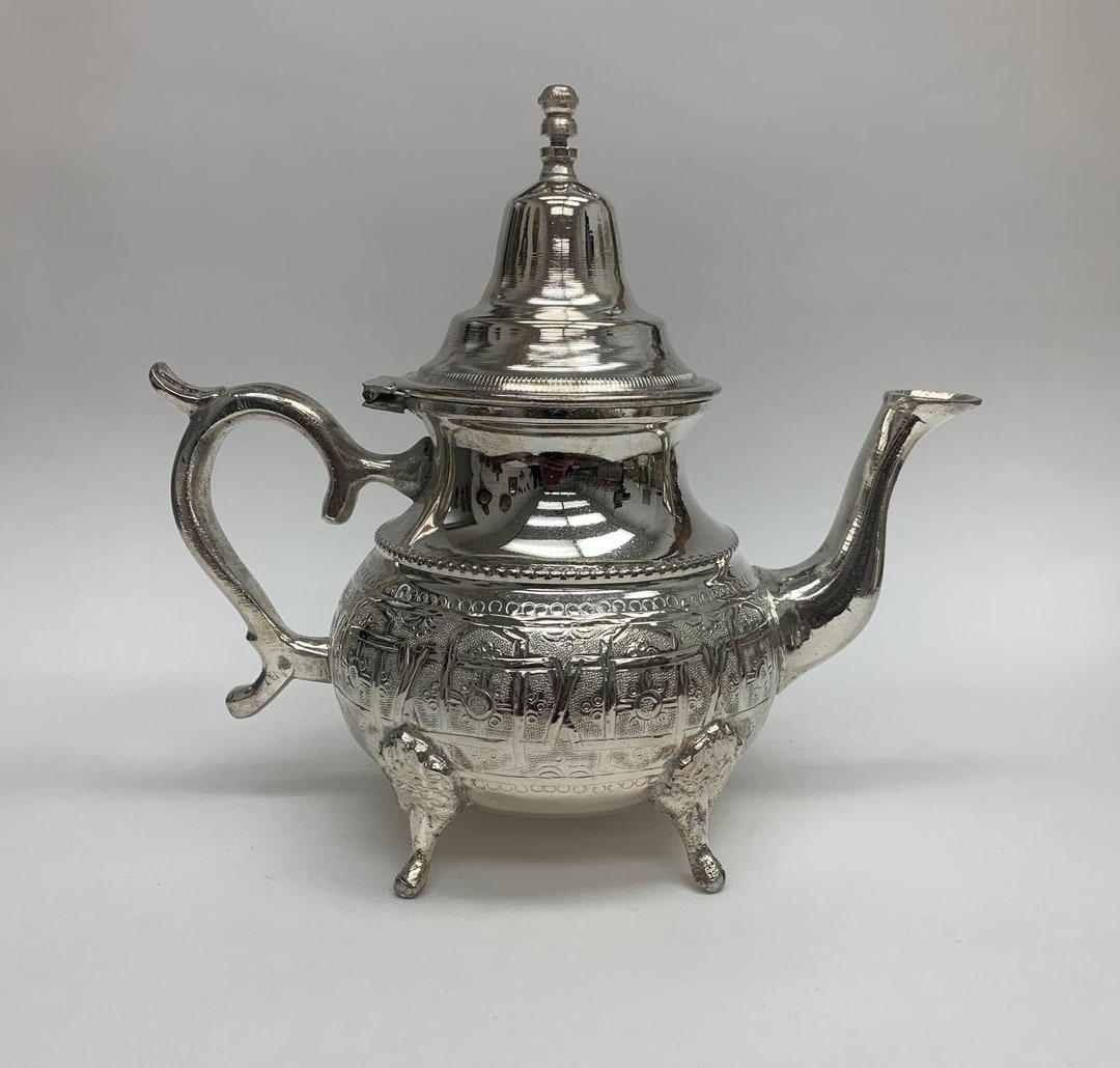 Handmade Vintage Silverplated Moroccan Copper Teapot | Authentic ...