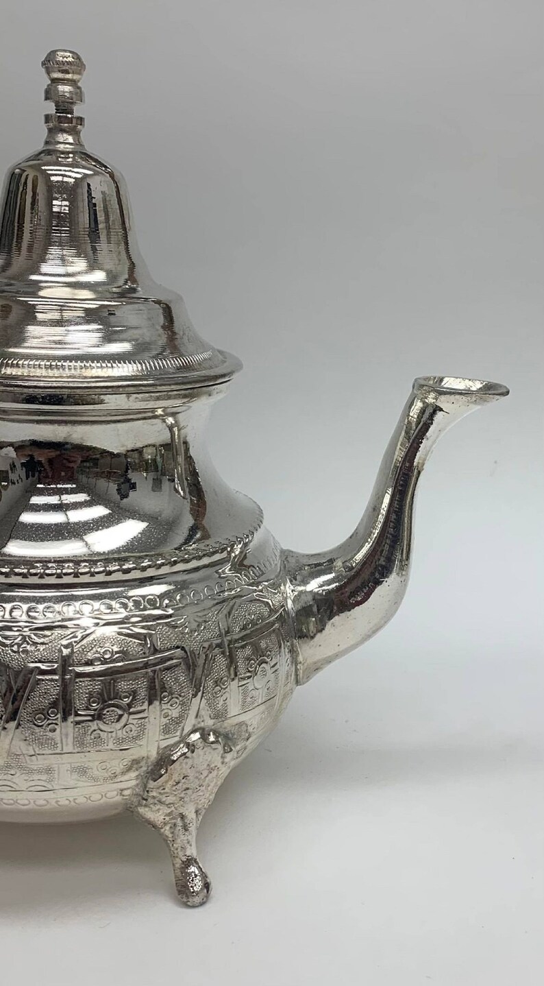 Handmade Vintage Silverplated Moroccan Copper Teapot | Authentic ...