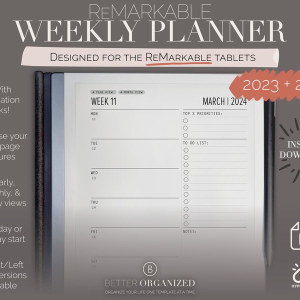 Remarkable 2 Planner 2023 and 2024 - Etsy