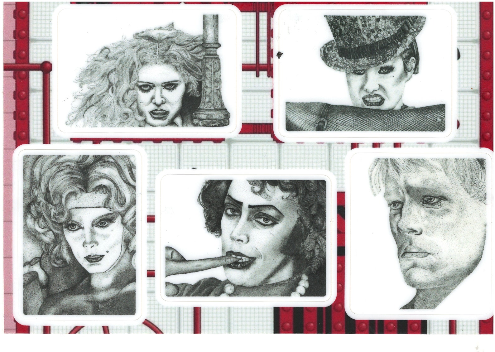 RHPS Sticker Sheet, Hand Drawn Rocky Horror Show ICONS, Frank, Magenta ...