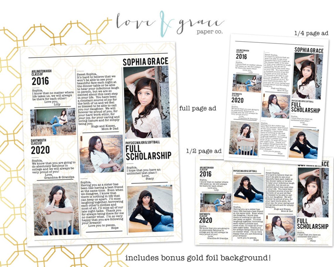 Crisp Column Yearbook Ad PHOTOSHOP REQUIRED - Etsy