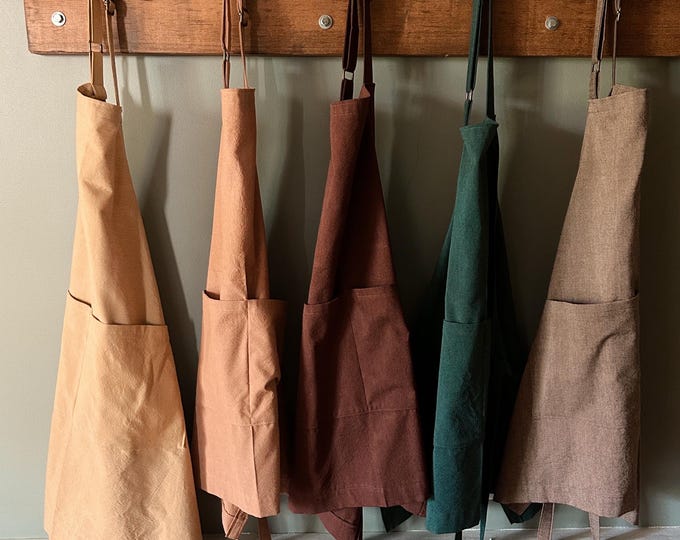 Classic Cotton Chambray Apron With Pocket, Adjustable Neck Apron, Chef ...