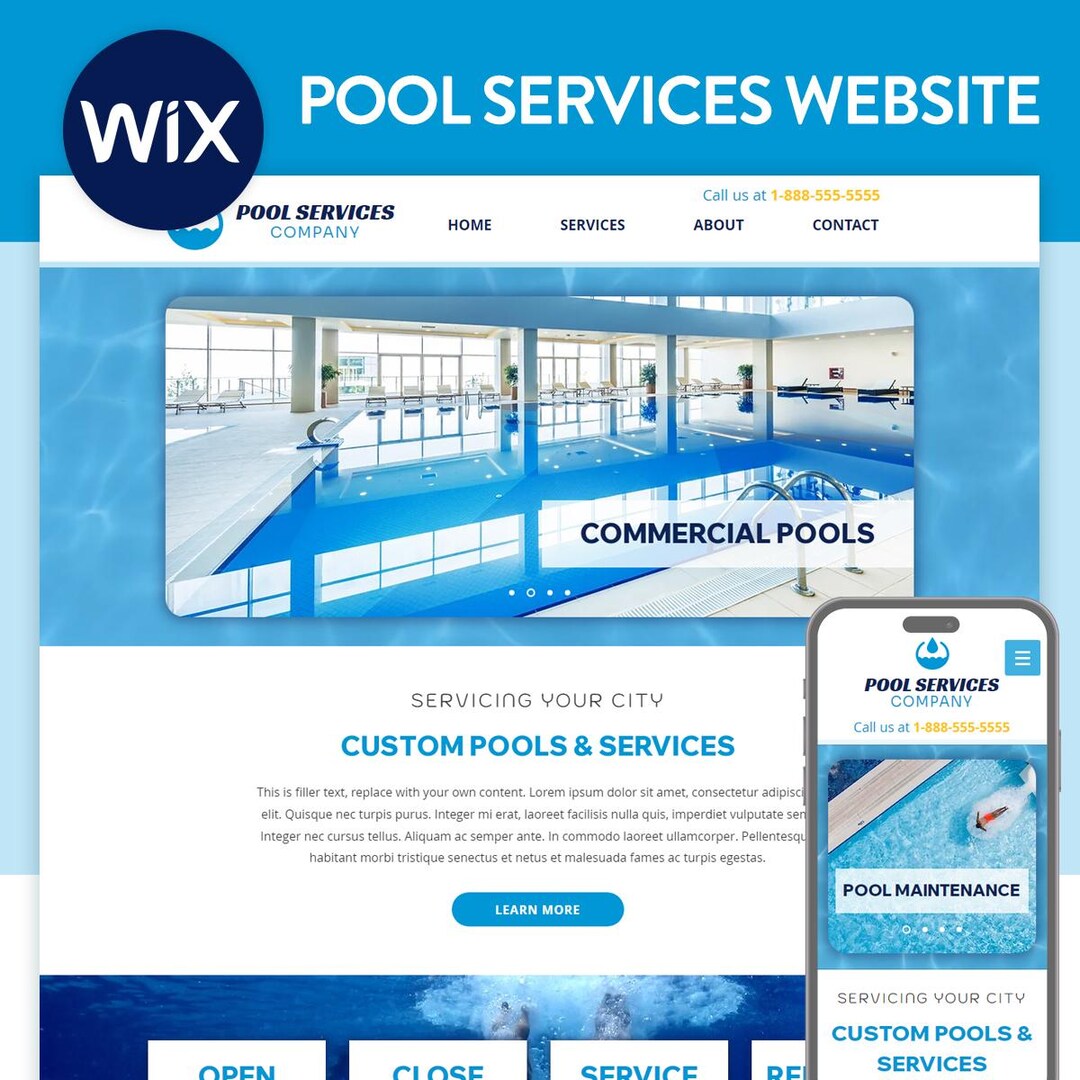 Pool Services | Wix Website Template - Etsy