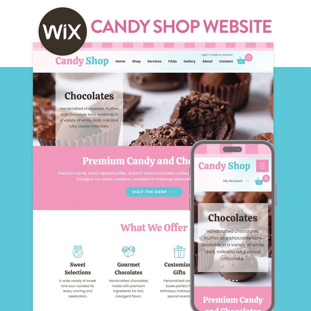 Candy Shop | Wix Website Template - Etsy