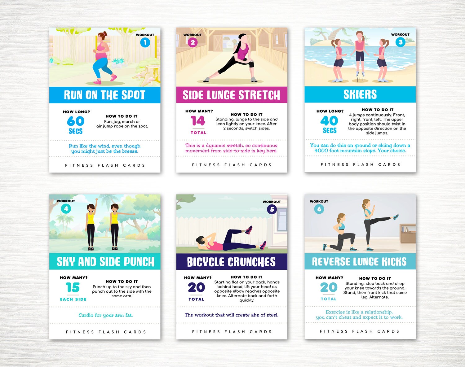 Fitness Flash Cards Printable 50 Exercises Instant | Etsy