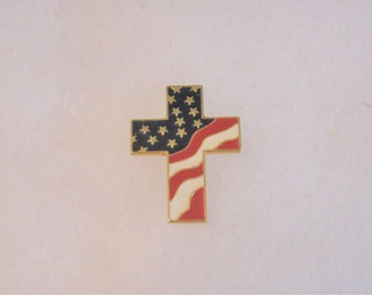 Lapel Pin Cross With American Flag - Etsy