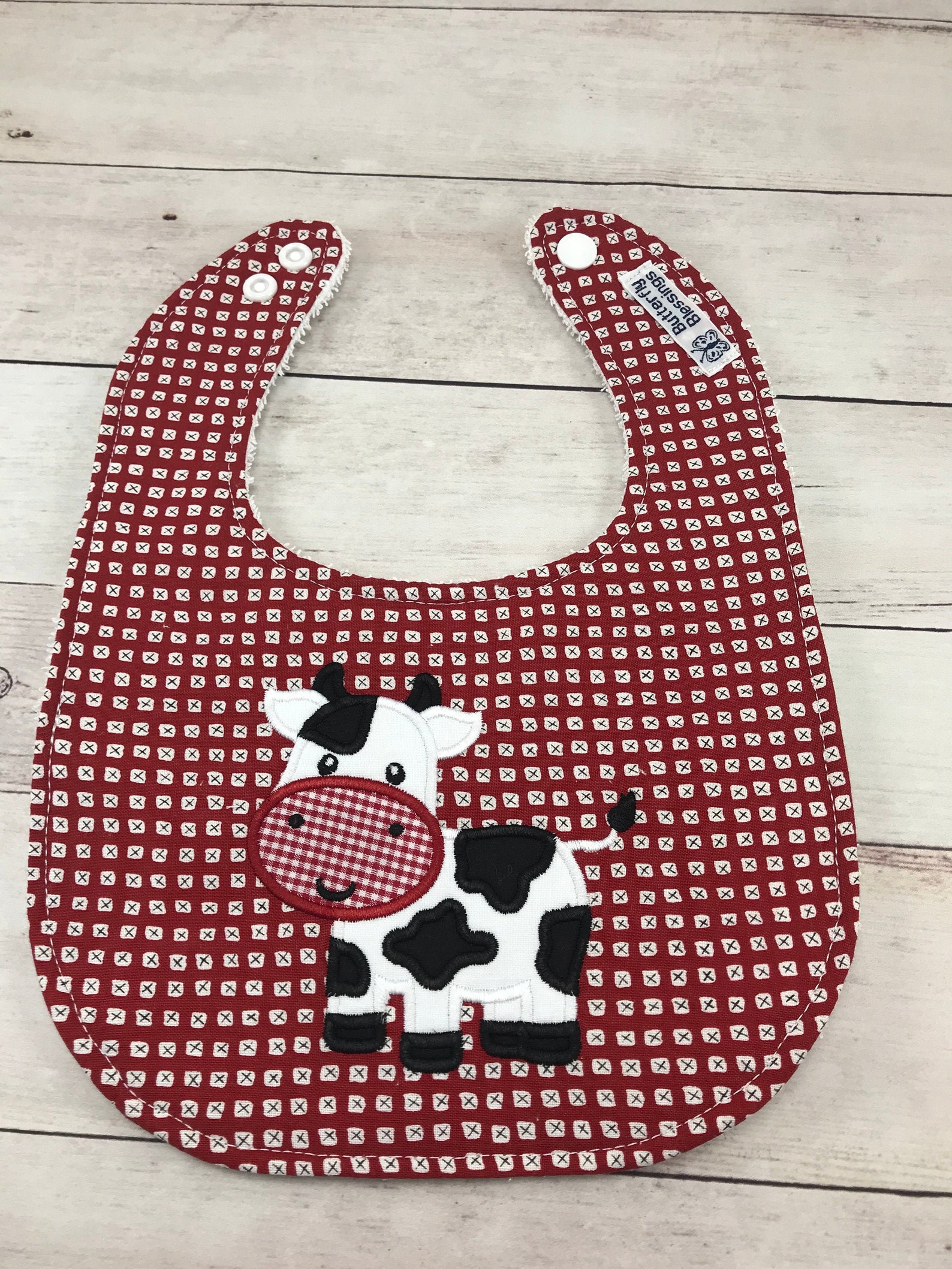 Cow Baby Bib-appliqué Cow Baby Bib-farm Baby Bibs-country Baby Bibs - Etsy