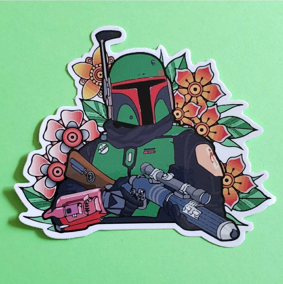 Floral Boba Fett Sticker - Etsy
