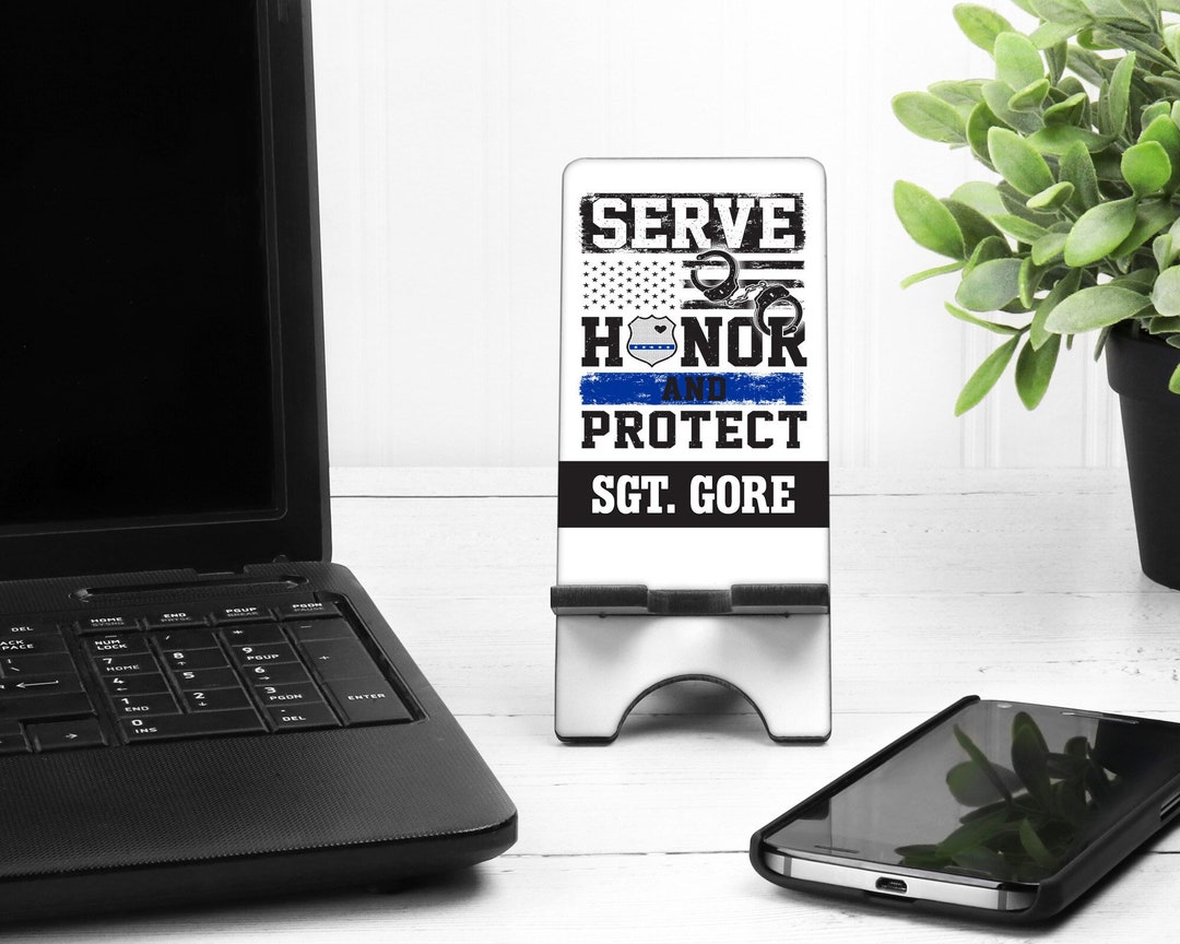 Police Phone Stand. Thin Blue Line Phone Stand, Custom Police Gift ...