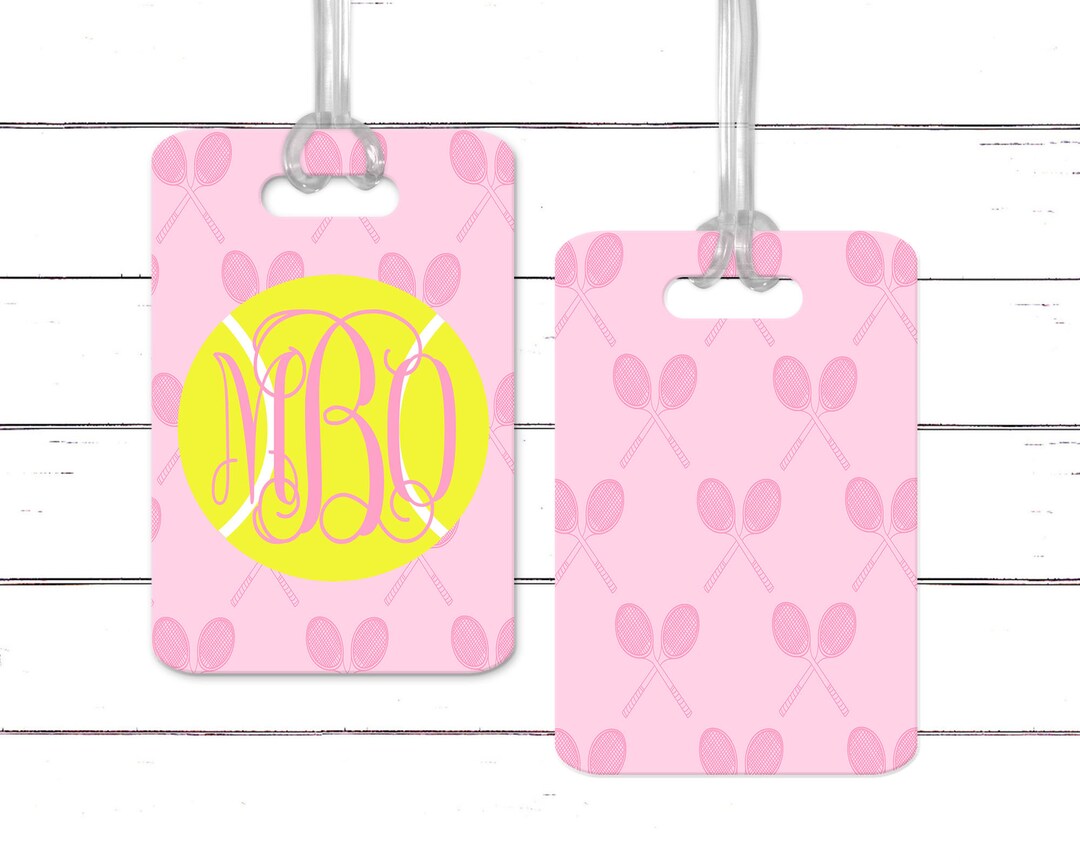 Pink Racquets Tennis Bag Tag. Great Monogrammed Tennis Gift. Backpack ...