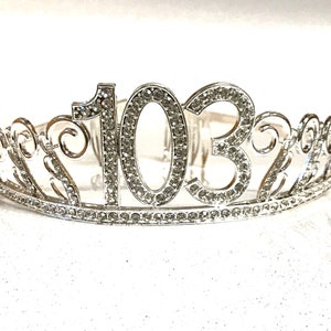 103rd Birthday Tiara, Birthday Headband, 103 Birthday Party Tiara, 103 ...