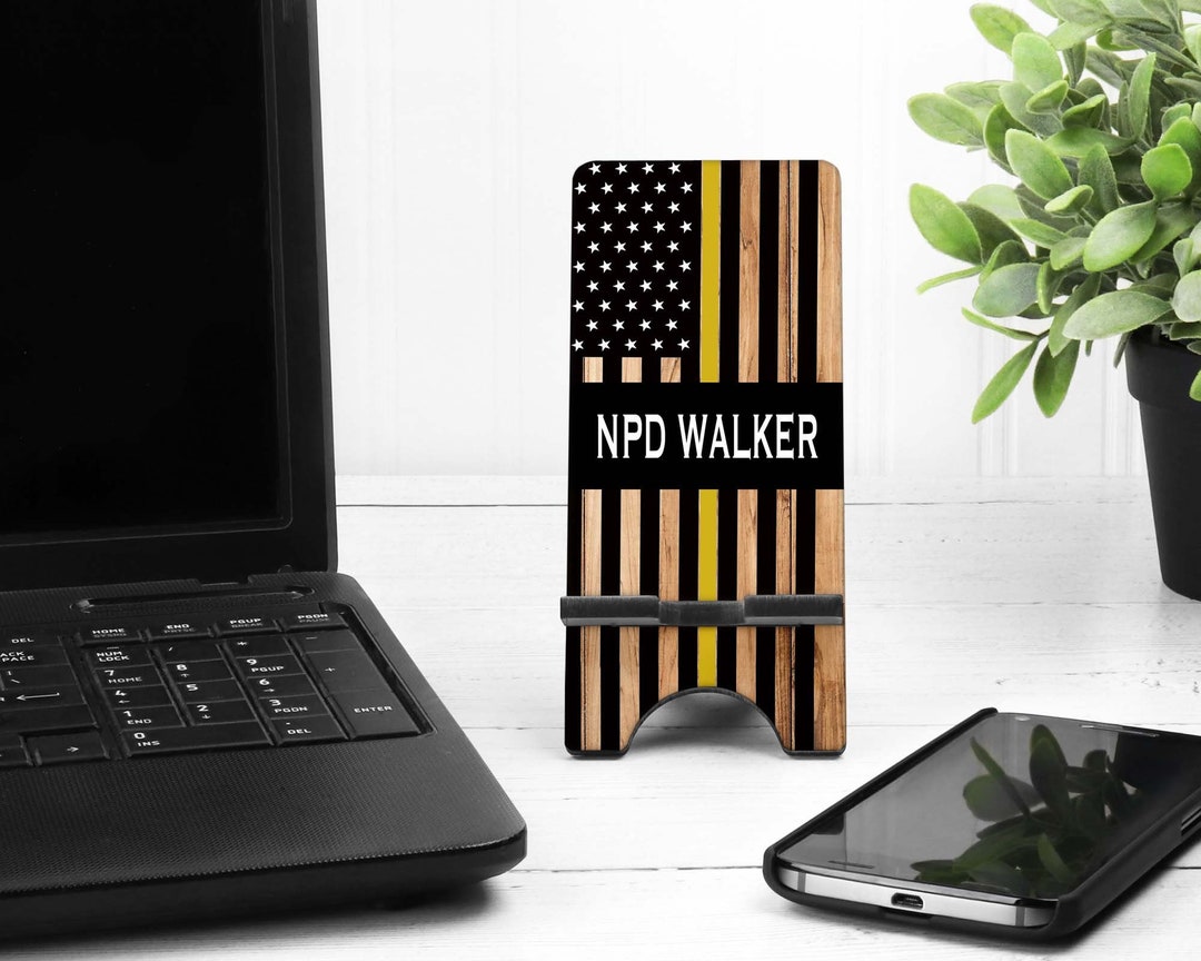 Emergency Dispatcher Phone Stand. Thin Gold Line Phone Stand, 911 ...