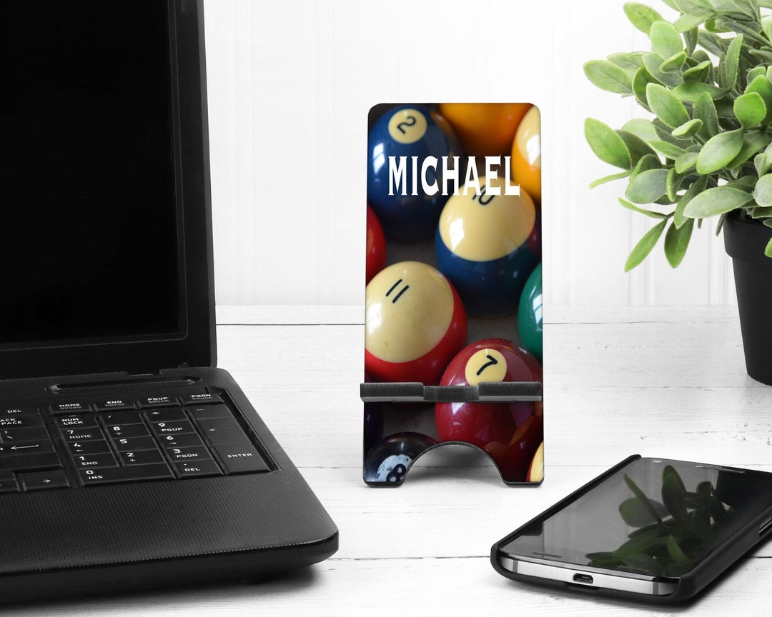 Pool Balls Phone Stand. Personalized Pool Gift. Billiards Theme Gift ...
