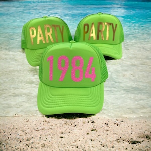 Party Trucker Hats | Neon Beach Birthday Hat | Beach Bachelorette ...