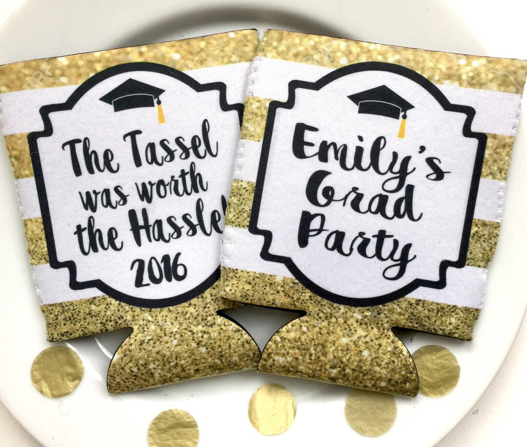Graduation Stripe Party Huggers. Graduation Party Favors. Monogram ...