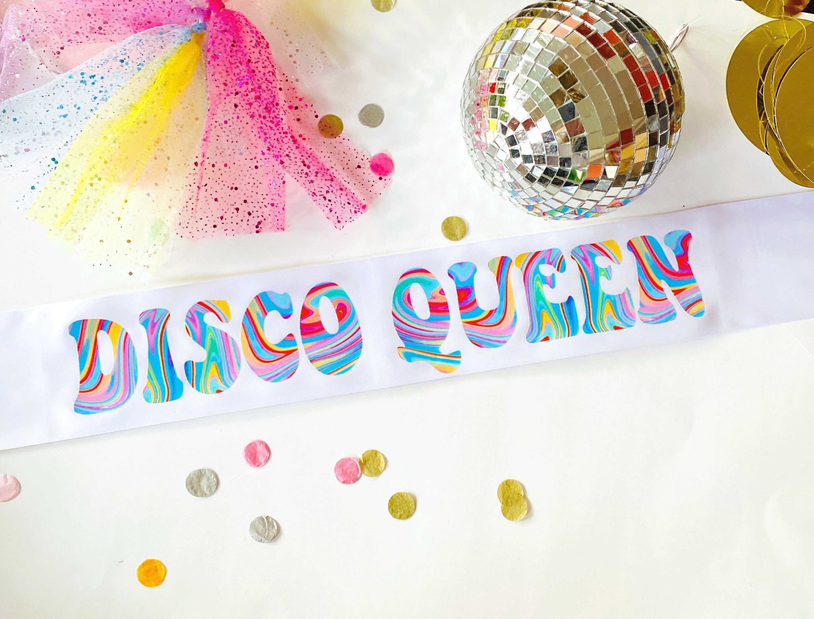 70s Party 4" Satin Sash. Baby Shower Dancing Queen Sash. Disco ...
