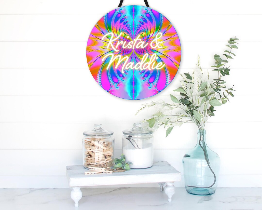 Psychedelic neon Personalized Room Sign. New Baby or Birthday Gift ...