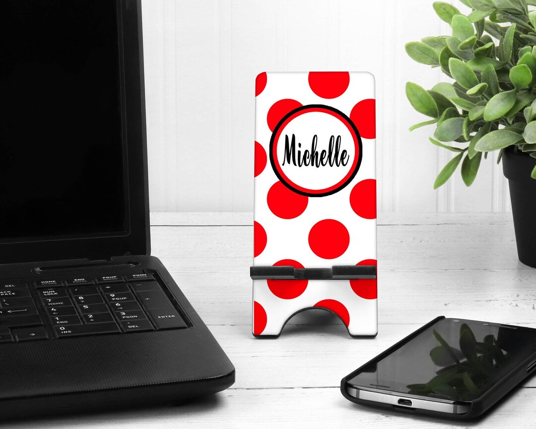 Polka Dot Cell Phone Stand. Name or Monogram! Cell Phones, iPhone Dock ...