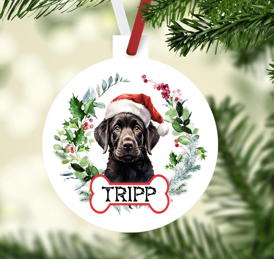 Black Lab Puppy Ornament. Personalized Labrador Retriever Ornament ...