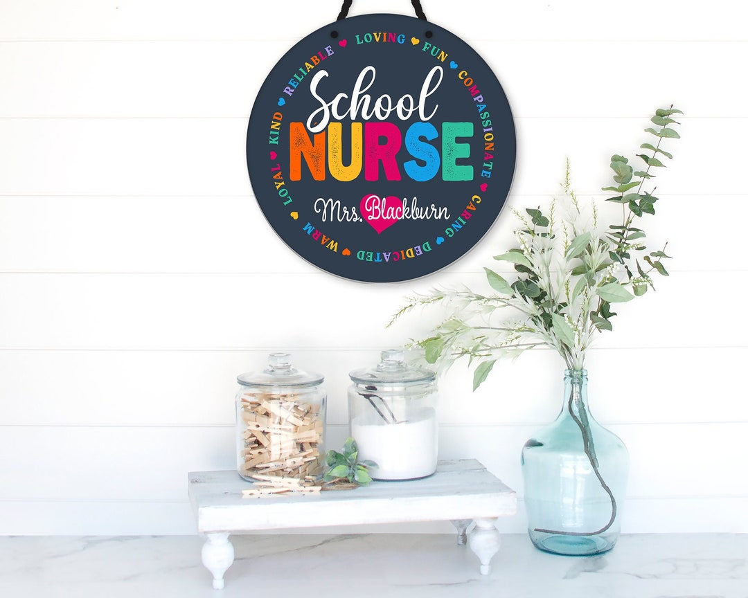 School Nurse Personalized Sign. School Nurse Gift Perfect on a Door ...