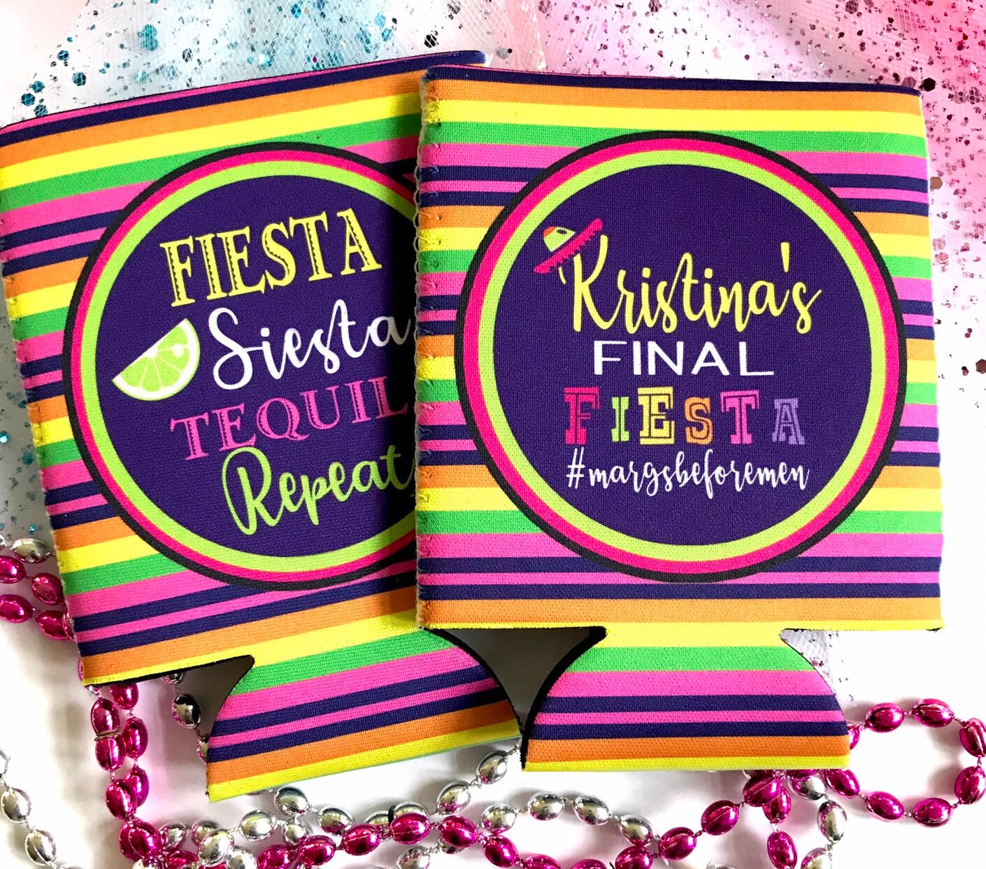 Fiesta Stripe Party Huggers. Fiesta Slim Can Favors Down to - Etsy
