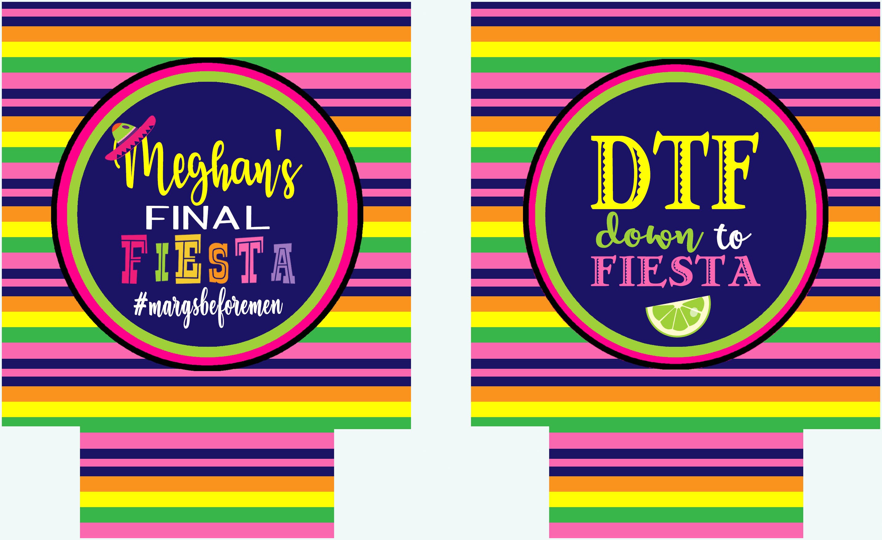 Fiesta Stripe Party Huggers. Fiesta Slim Can Favors Down to - Etsy