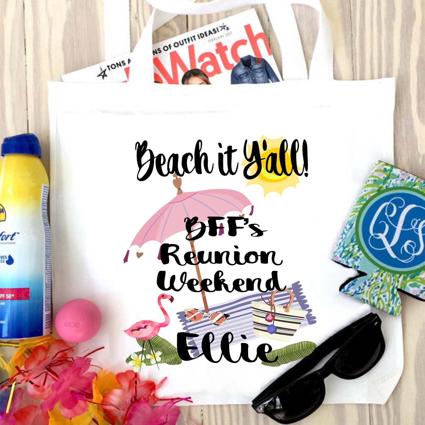 Pastel Beach Scene Tote bag. Beach Bachelorette or Girls | Etsy