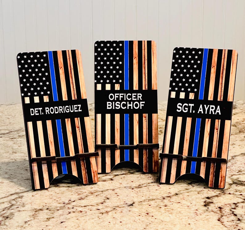 Emergency Dispatcher Phone Stand. Thin Gold Line, Custom 911 Operator ...
