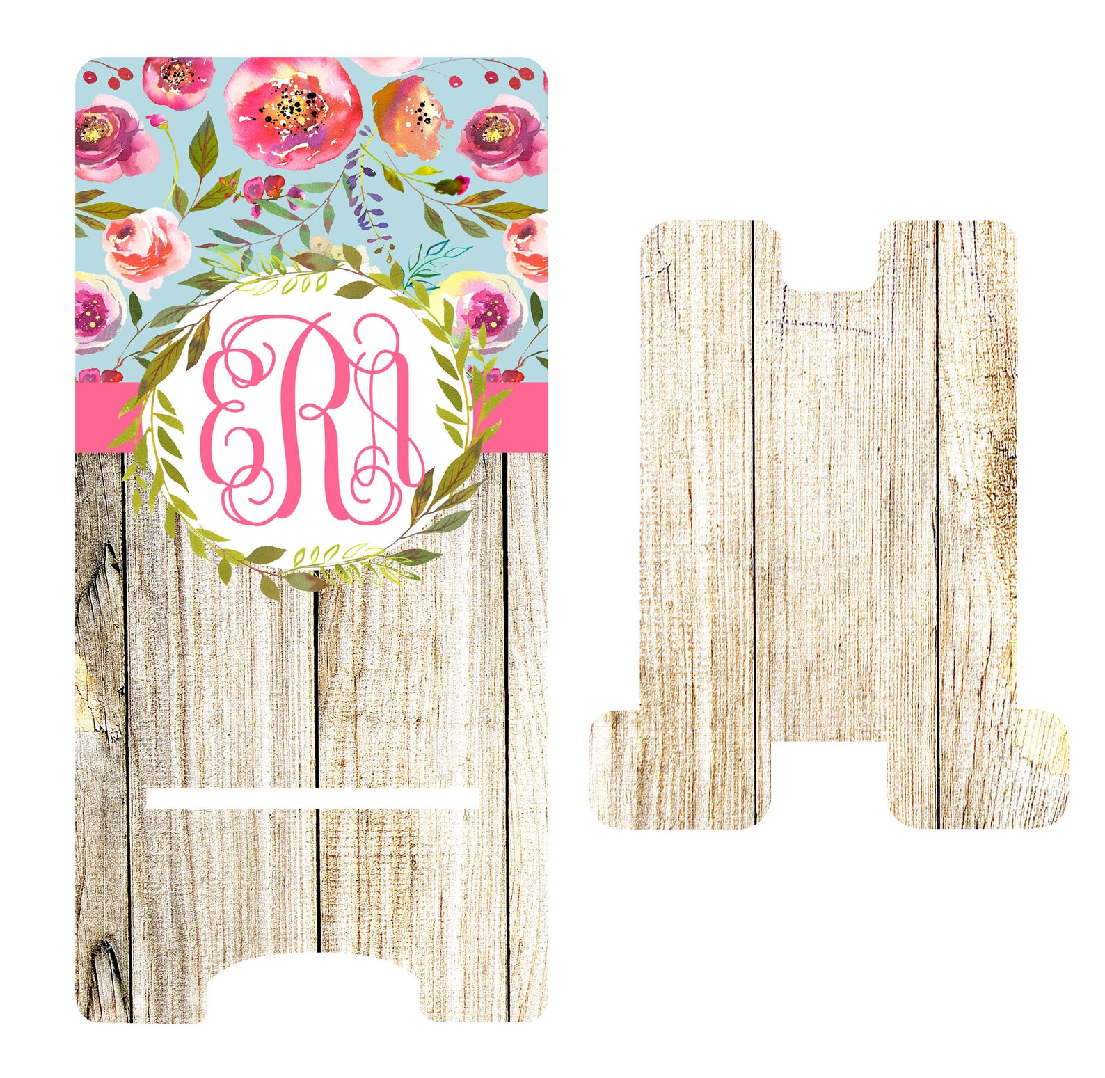 Floral Wood Cell Phone Stand. Custom Phone Stand Floral Phone - Etsy