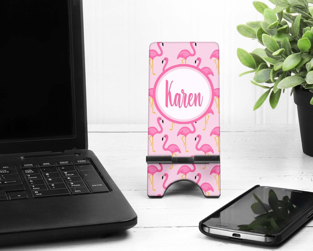 Pink Flamingo Phone Stand. Custom Phone Stand, Personalized Phone ...