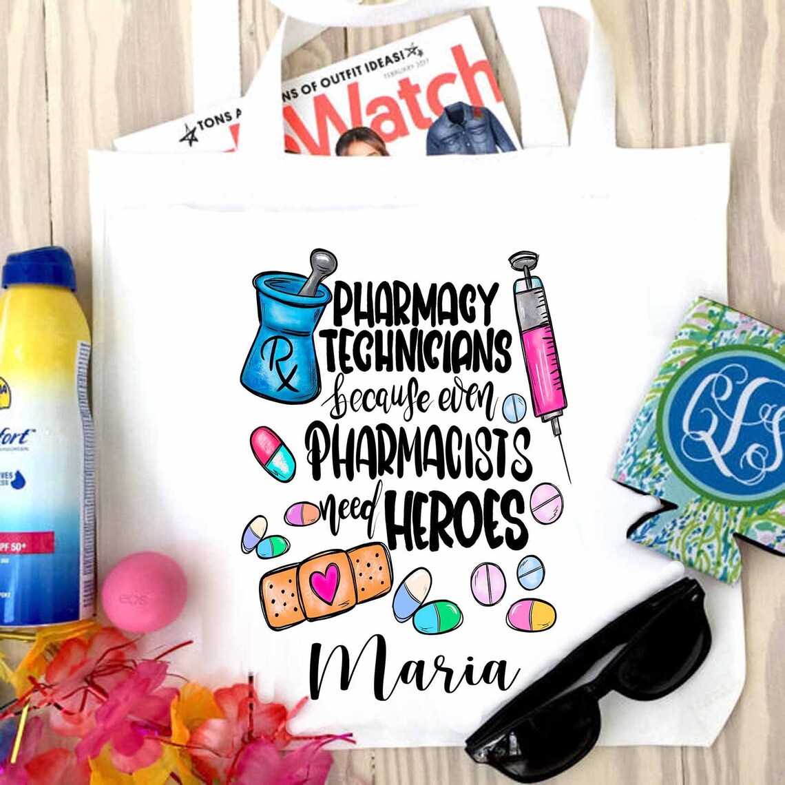 Pharmacy Tech Bag. Pharmacy Theme Tote Bag. Personalized Bag. - Etsy