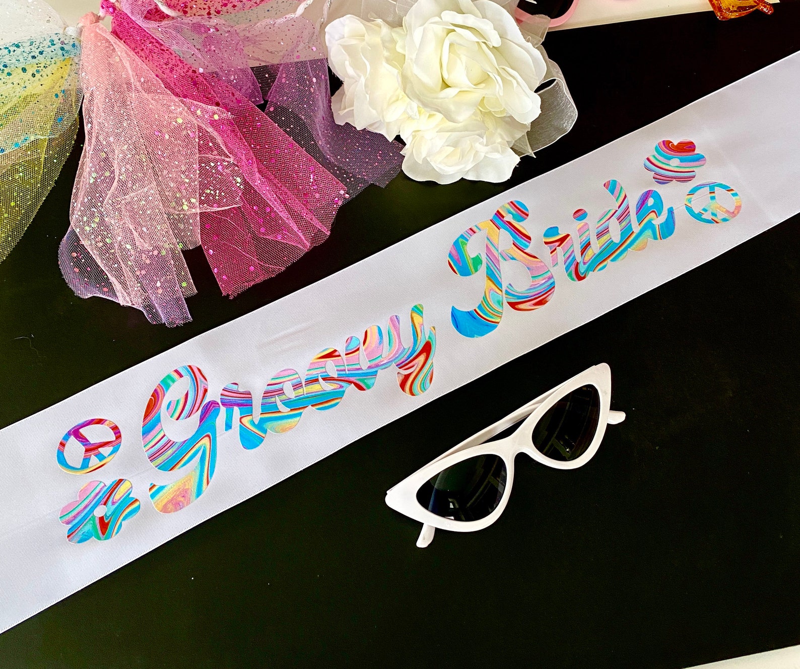 70s Party 4" Satin Sash. Baby Shower Dancing Queen Sash. Disco ...