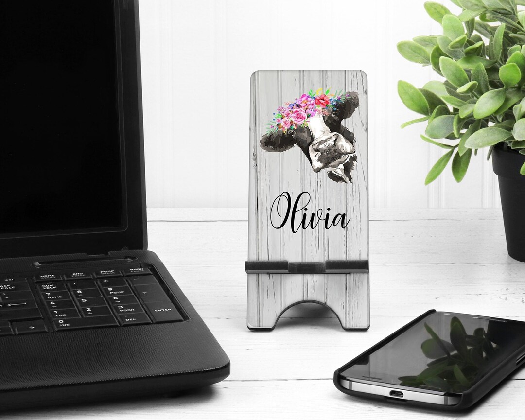 Cow Phone Stand. Personalized Phone Stand for Desks, Great Teacher Gift ...