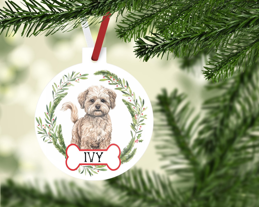 Peekapoo Ornament. White Doodle Christmas. Personalized White Poodle ...